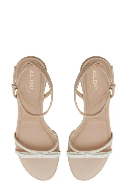 Aldo Boula Sandal With Block Heel And Bow Detailing - Medium Beige