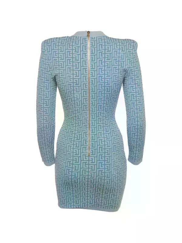 Balmain Monogram Knitted Mini Dress