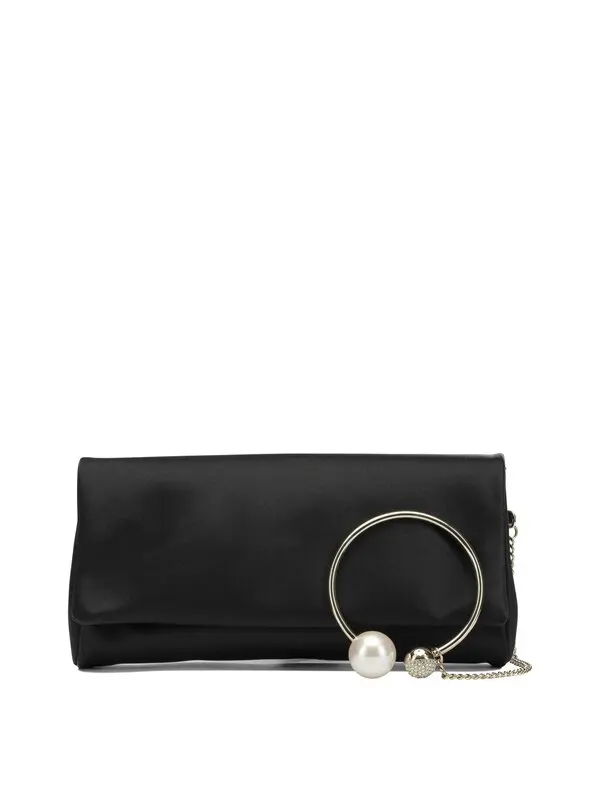 JIMMY CHOO Xandra Nappa Leather Clutch Bag With Embellished Bracelet - Black