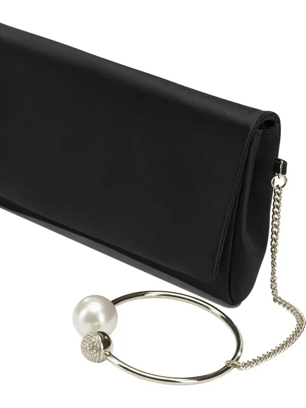 JIMMY CHOO Xandra Nappa Leather Clutch Bag With Embellished Bracelet