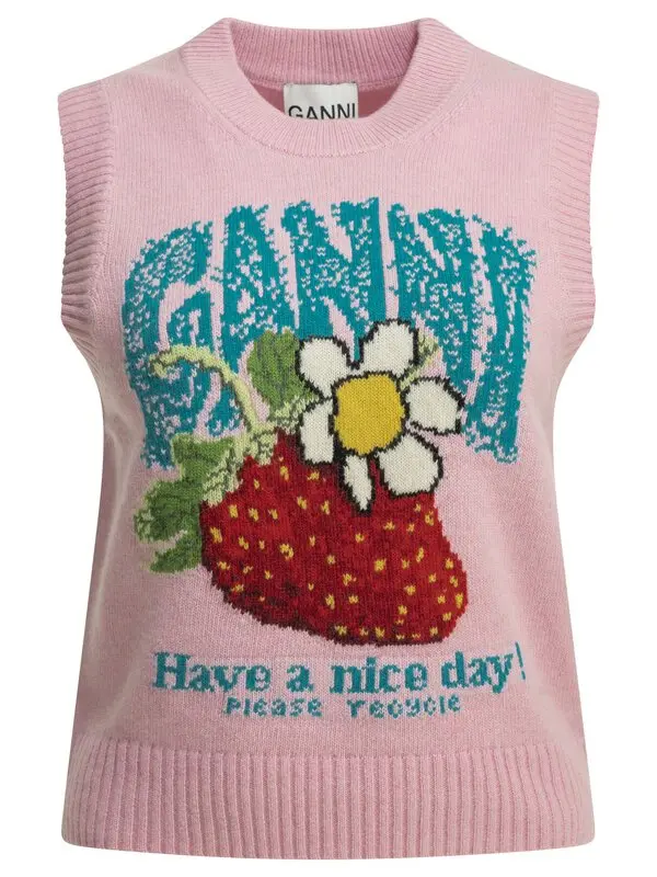 GANNI Strawberry' Vest - Pink