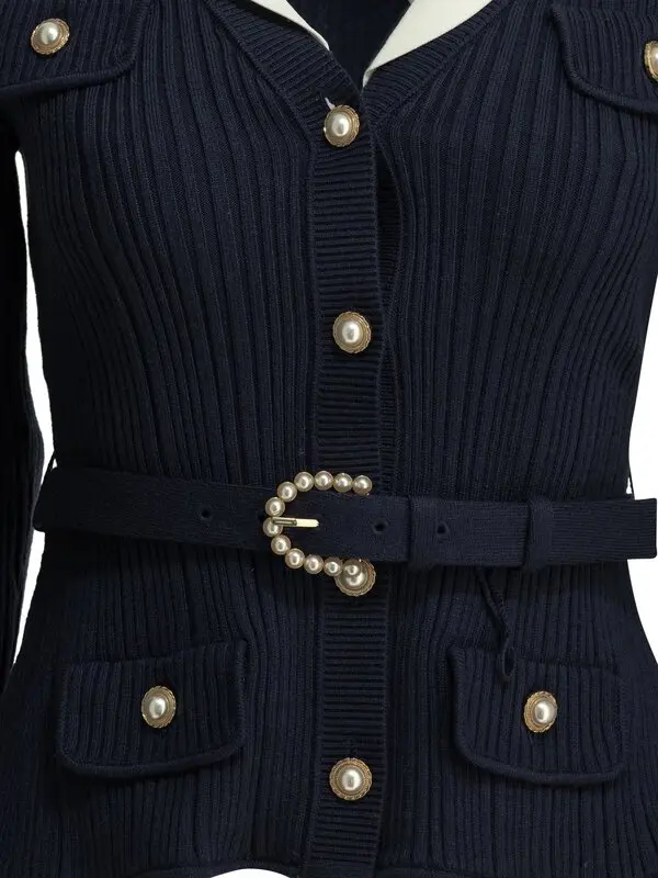 SELF-PORTRAIT Woven Knit Cardigan