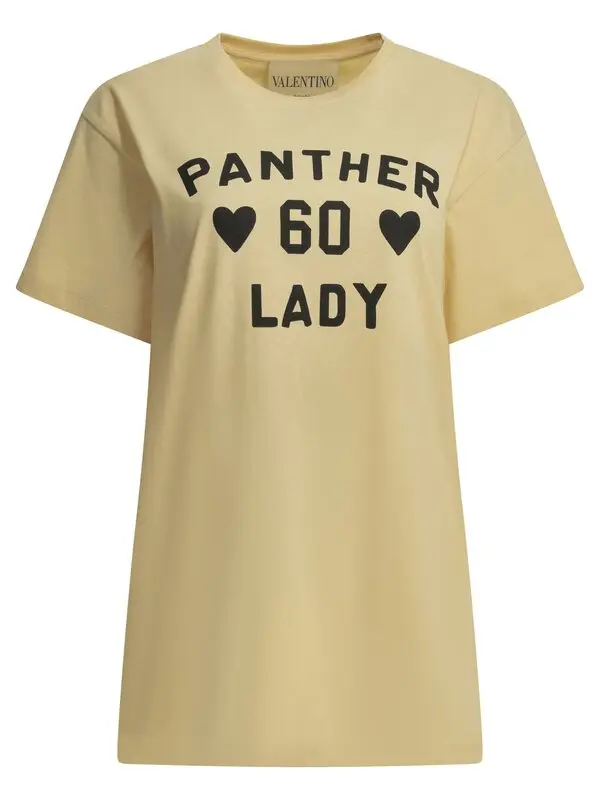 Valentino Garavani Panther Lady' Crew Neck T Shirt - Beige