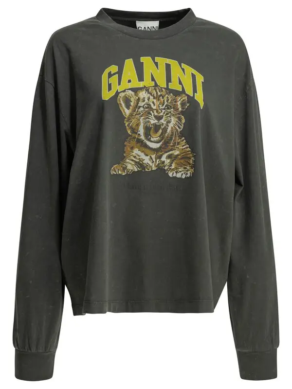 GANNI Tiger' Crewneck T Shirt