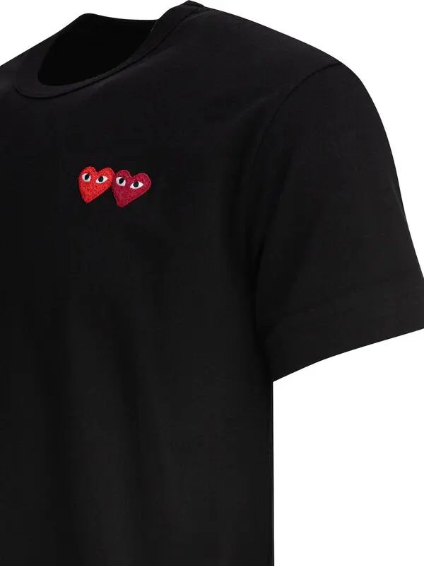 Play Comme Des Garcon Double Heart Crewneck T-shirt - Black