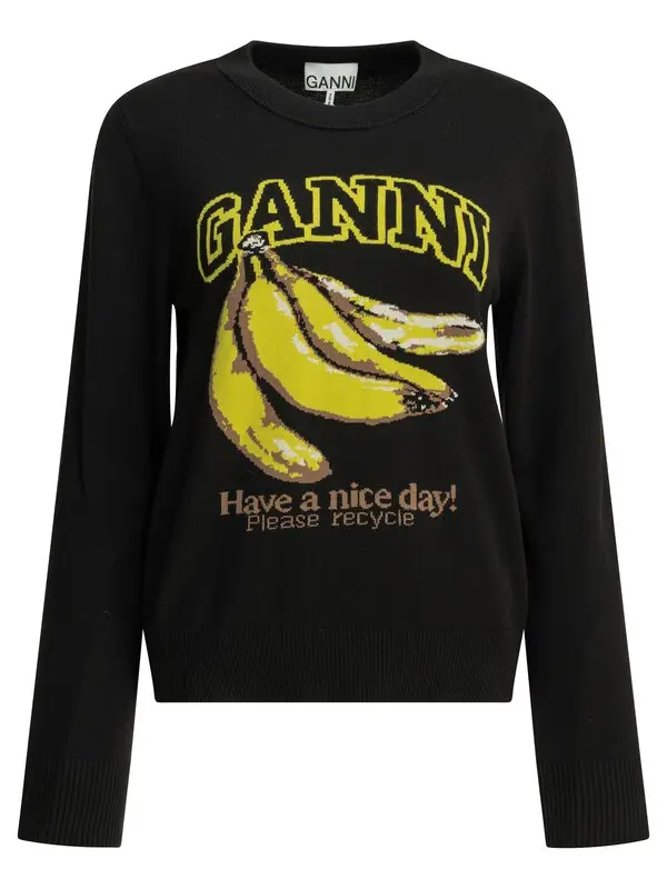 GANNI Banana' Round Neck Sweater - Black
