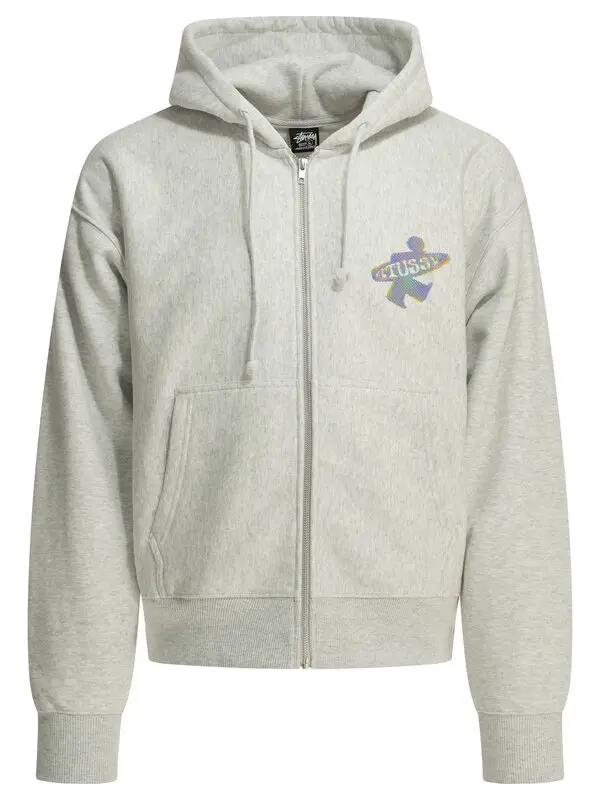 StÜssy Zip Up Hoodie With Embroidered Logo