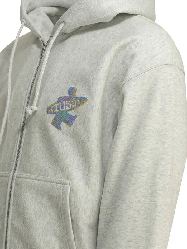 StÜssy Zip Up Hoodie With Embroidered Logo