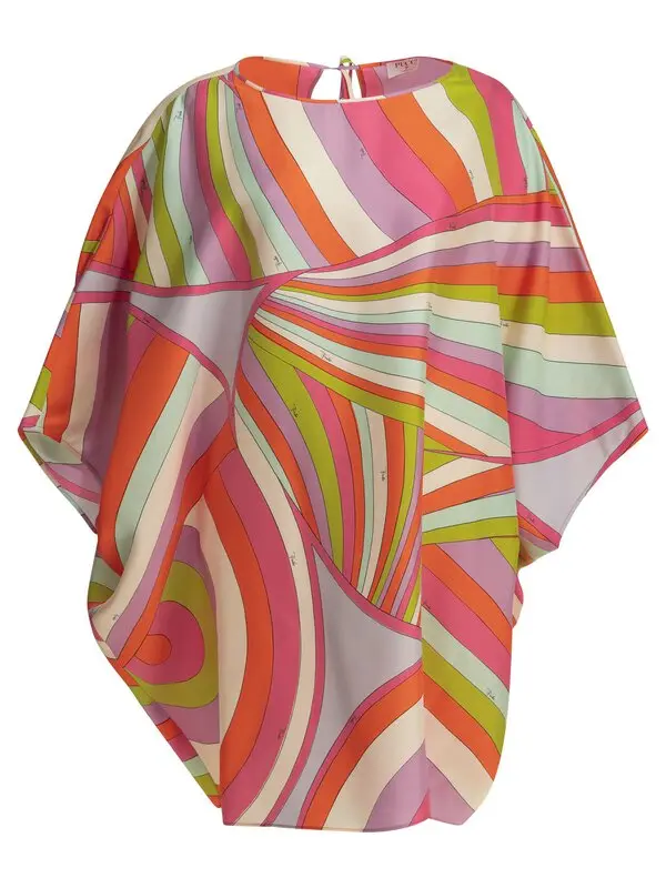 Emilio Pucci Iride' Silk Twill Short Caftan Dress