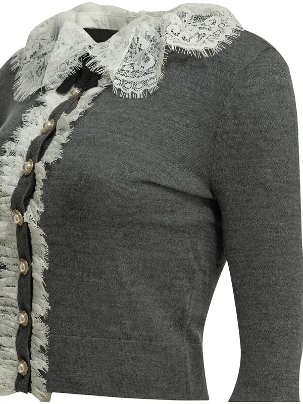 SELF-PORTRAIT Sweater With Lace Collar