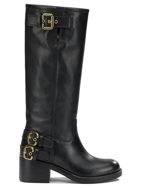 Chloé Dakota Grained And Brushed Calfskin Knee-high Boots
