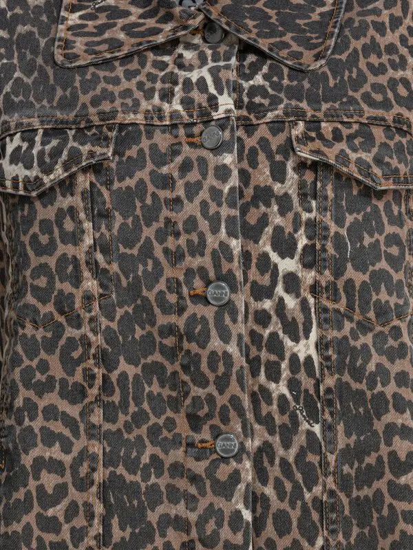 GANNI Leopard Denim Jacket
