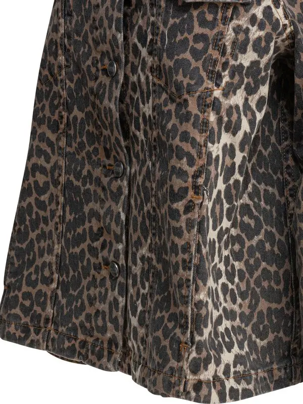 GANNI Leopard Denim Jacket