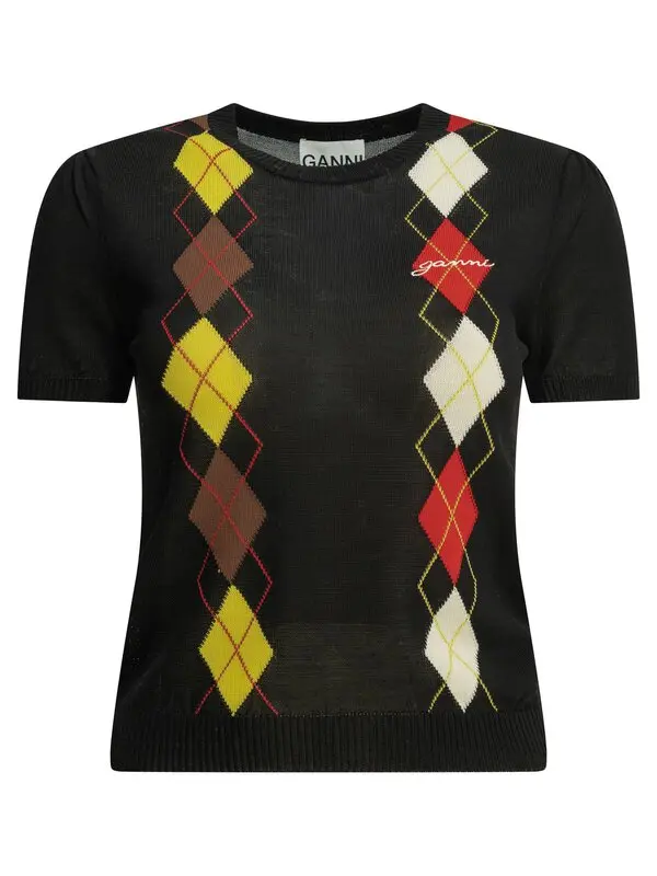 GANNI Argyle' Crewneck Sweater