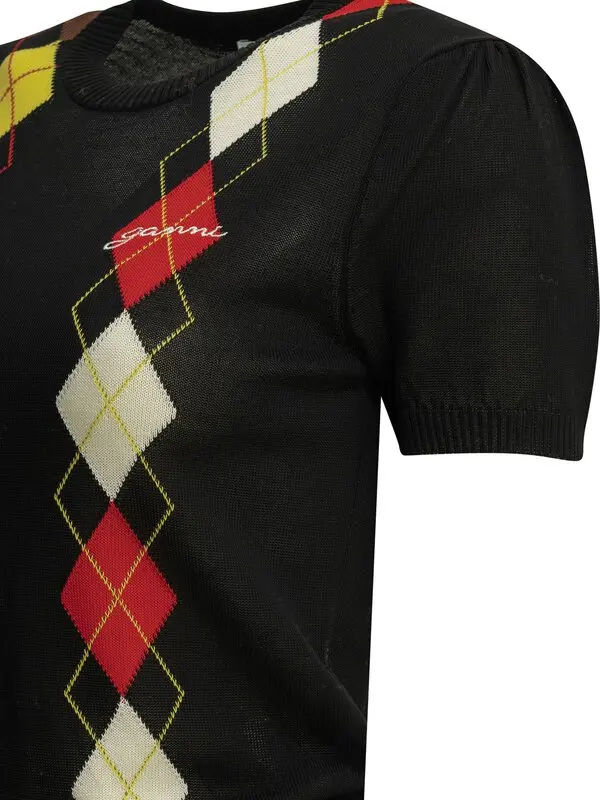 GANNI Argyle' Crewneck Sweater
