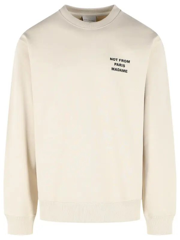 Drole De Monsieur Dark Cotton Hoodie - Ivory