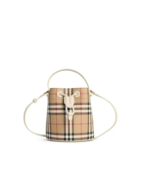 Burberry Vintage Check' Bucket Bag In Cotton Blend - Beige