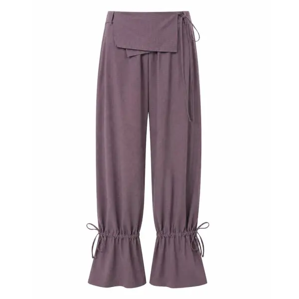 MIND TRAVELER Gingham Balloon Trousers With Adjustable Hem