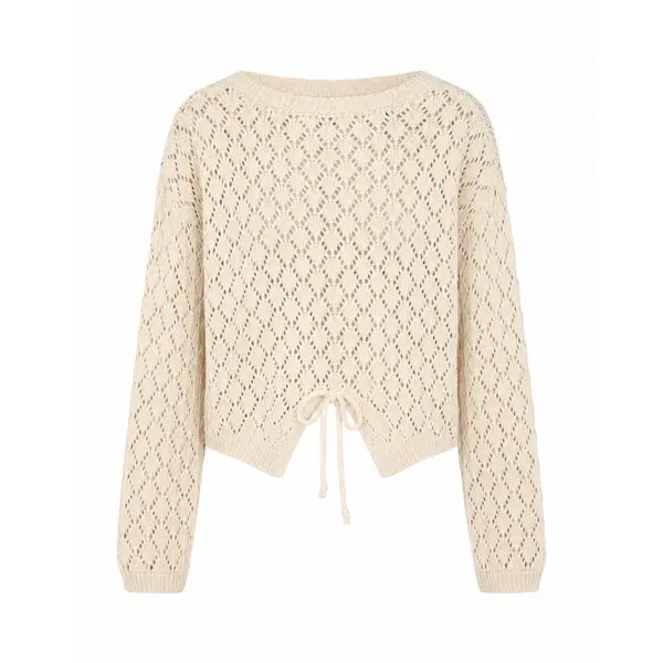 MIND TRAVELER Neutrals Open-knit Diamond Olivia Jumper - Beige