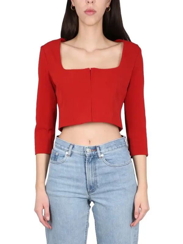 Acne Studios Square Neck Long Sleeve Top - Red