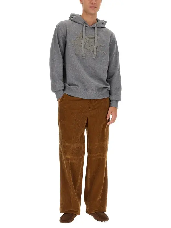 Etro Pegasus Logo Cotton Sweatshirt - Gray