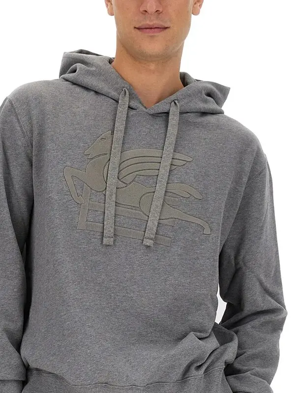 Etro Pegasus Logo Cotton Sweatshirt - Gray