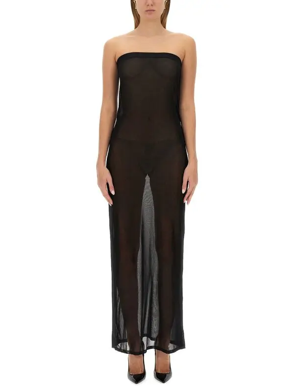 Saint Laurent Strapless Viscose Dress - Black