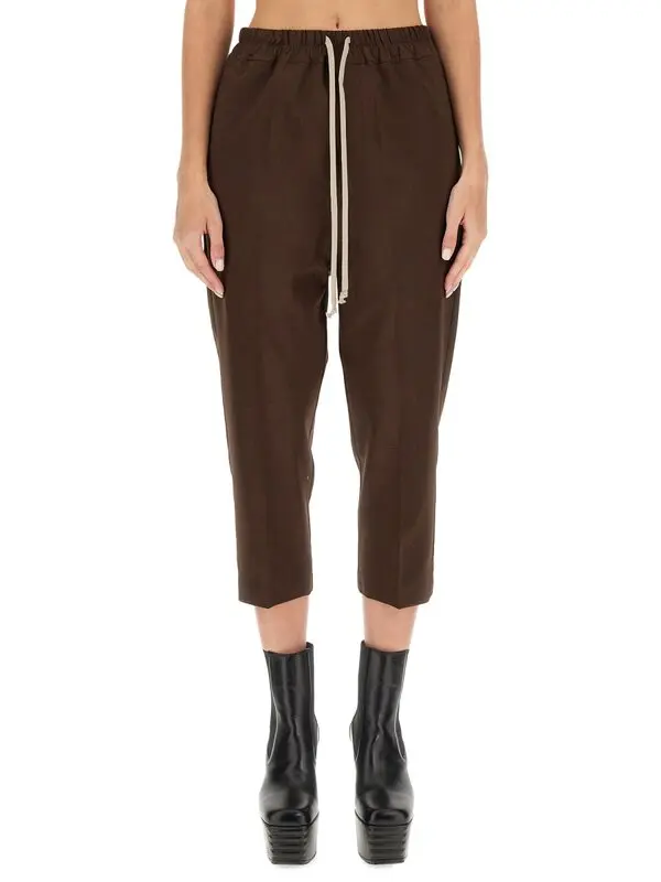 Rick Owens Drawstring Astaires Cropped Pants - Brown
