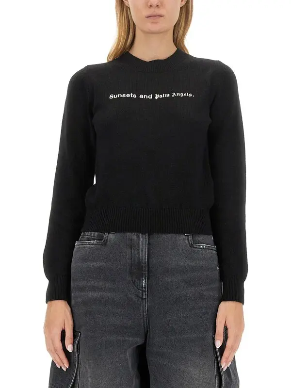 Palm Angels Sunsets Cropped Sweater - Black