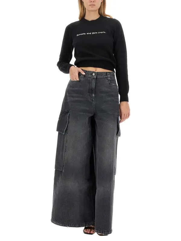 Palm Angels Sunsets Cropped Sweater - Black