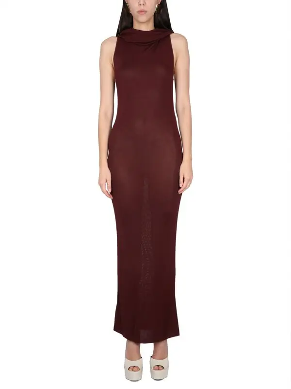Saint Laurent Viscose Hooded Dress - Multicolor