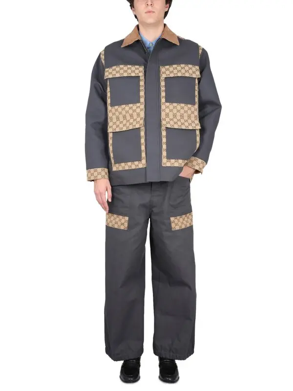 Gucci Cotton Fabric Pants With Gg Inserts - Multicolor