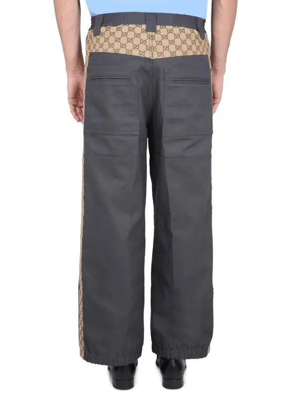 Gucci Cotton Fabric Pants With Gg Inserts - Multicolor