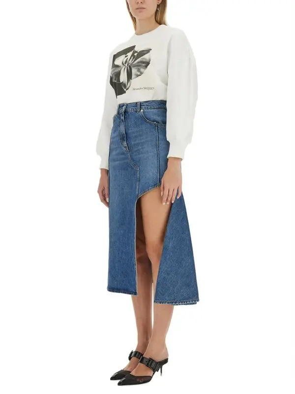 Alexander McQueen Cotton Sweatshirt With Logo Print - Multicolor
