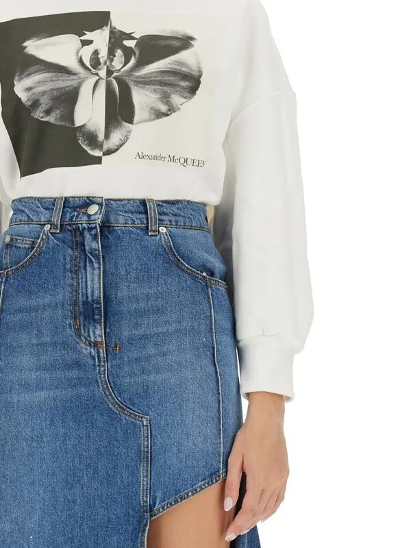 Alexander McQueen Cotton Sweatshirt With Logo Print - Multicolor