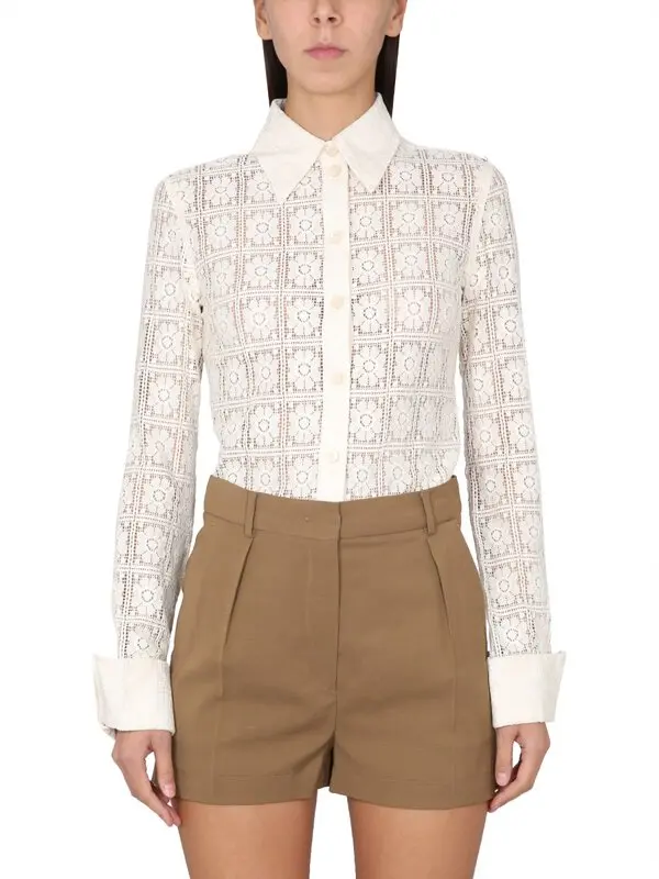 Max Mara Sava Shirt White Lace Button-up - Cream