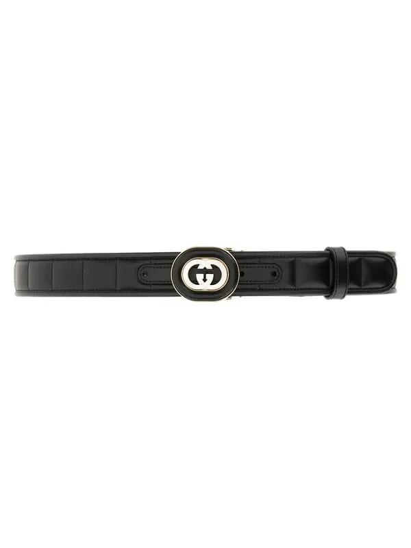 Gucci Gg Cross Buckle Belt - Black