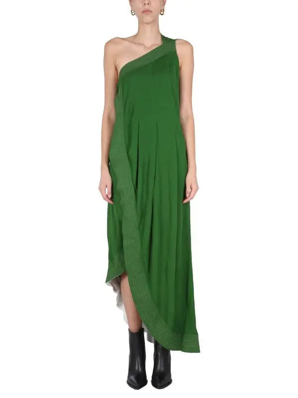 Givenchy One-shoulder Dress With Contrast Stitching - Green