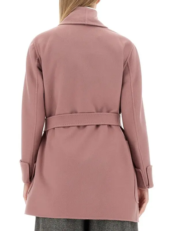 Max Mara Belted Jacket In Virgin Wool And Cashmere - Pink