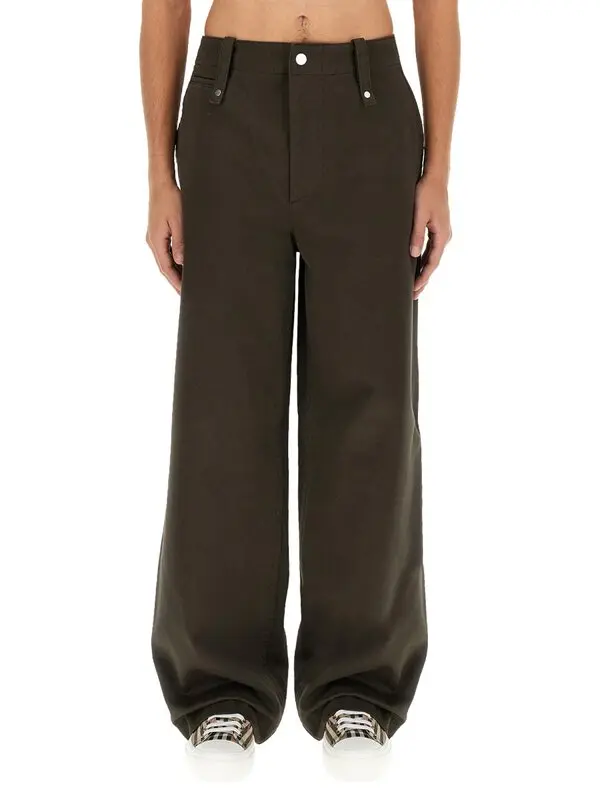Burberry Cotton Wide Leg Trousers - Brown