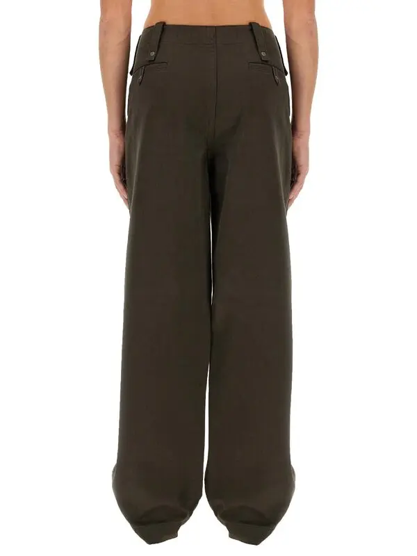 Burberry Cotton Wide Leg Trousers - Brown