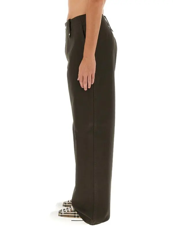 Burberry Cotton Wide Leg Trousers - Brown
