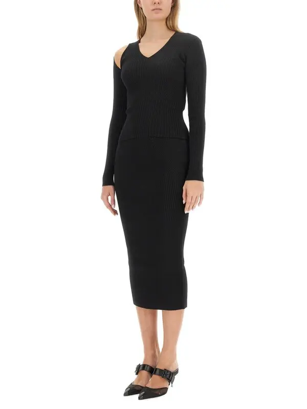 Alexander McQueen Ribbed Knit Cut-out Shirt - Black