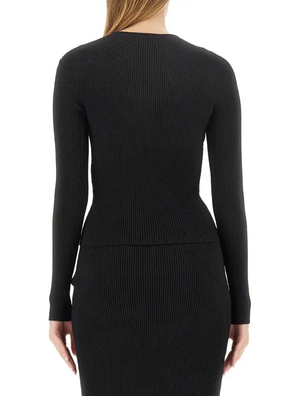 Alexander McQueen Ribbed Knit Cut-out Shirt - Black