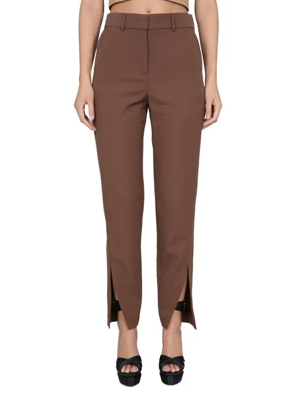Balmain Wool Tailored Pants With Slit Cuff - Brown