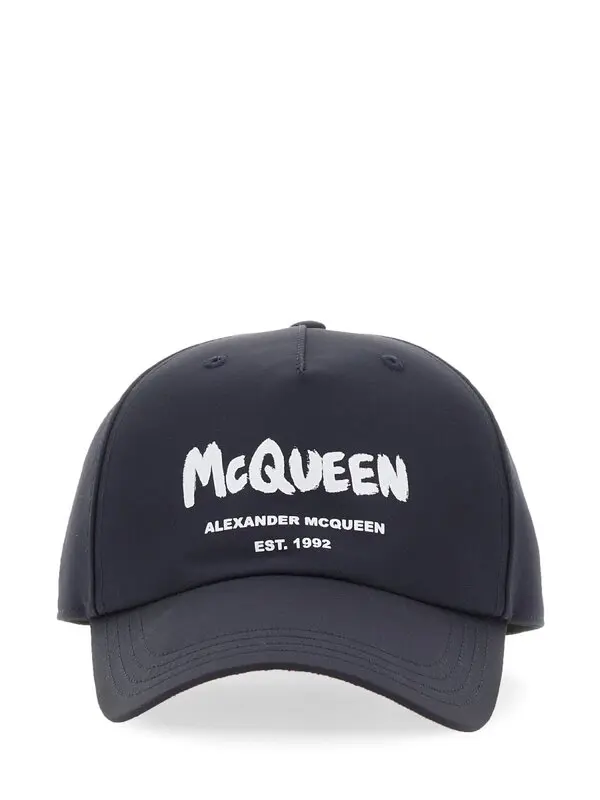 Alexander McQueen Graffiti Logo Baseball Cap - Blue