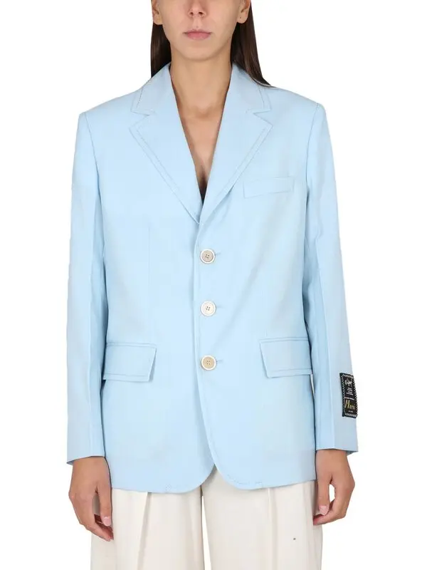 Marni Cool Wool Long Blazer With Lapels - Multicolor