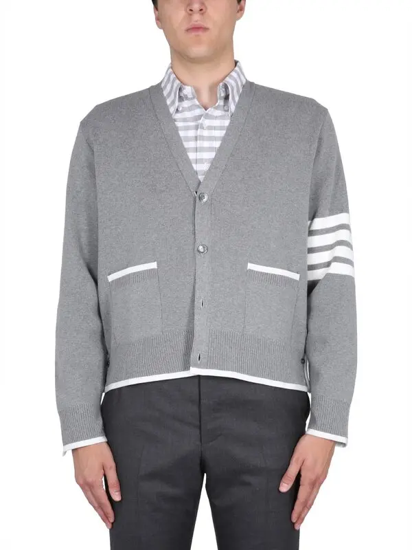 Thom Browne 4-bar Stripe V-neck Cardigan