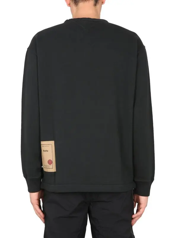 TEN C Cotton Sweatshirt With Logo Patch - Black