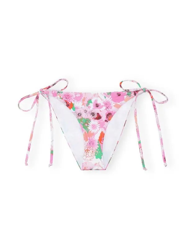 GANNI Floral Print Bikini Briefs With Side Ties - Multicolor